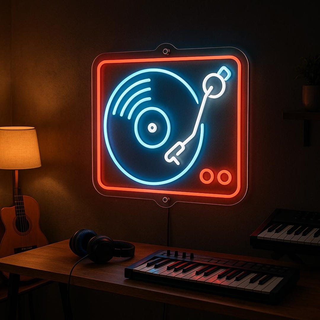Vinyl Record Player Neon Sign – Retro Turntable Light for Music Lovers ...
