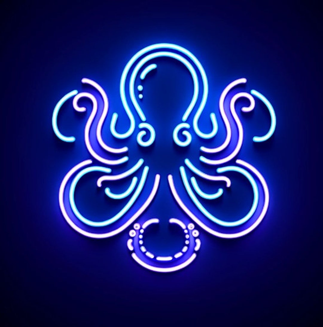 Octopus Neon Sign, Neon Octopus Sign, Octopus LED Neon Light, Neon Sign ...