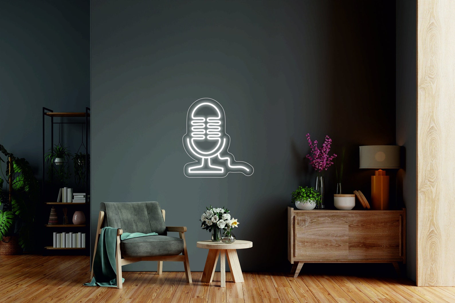 Microphone Sign LED Neon Light Sign for Music Studio | Etsy