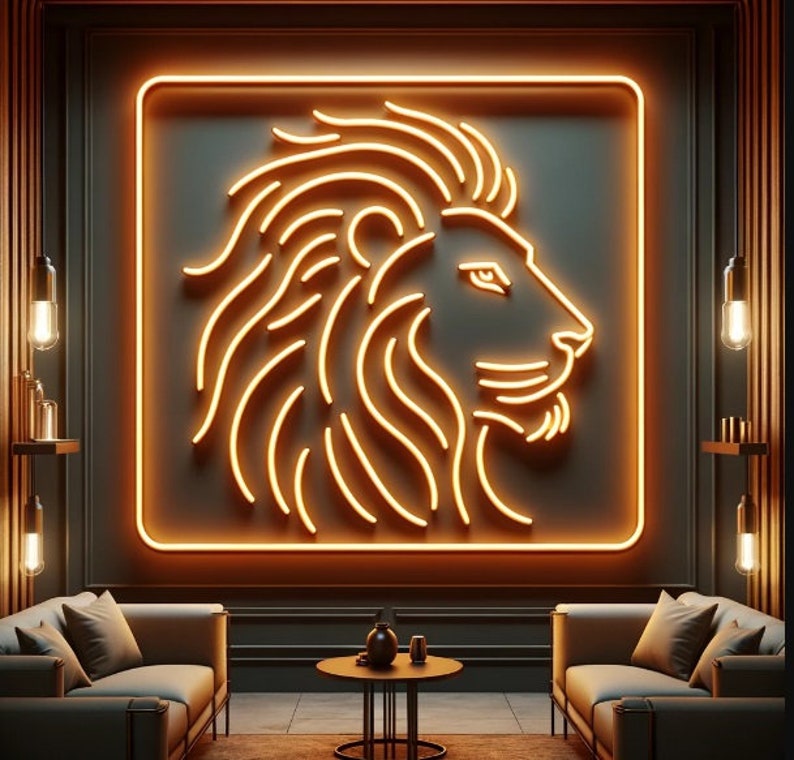 Lion Neon Sign, Lion Head Neon Sign, Wild Animal Neon Sign, Neon Sign ...