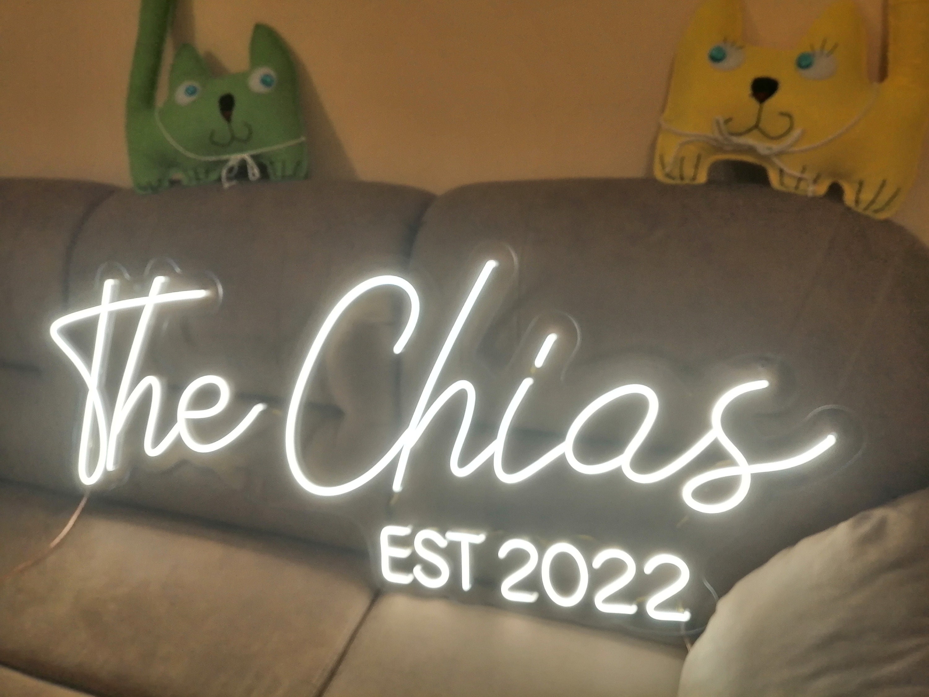 Wedding NEON SIGN With EST Year for Reception, Name Neon Light With Est ...