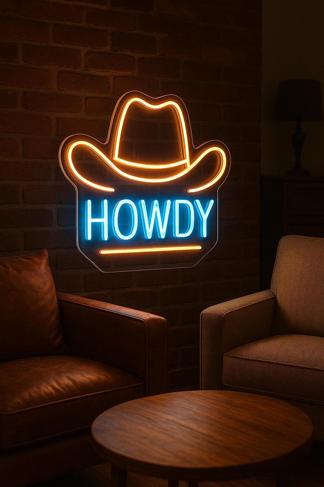 Cowboy Hat Howdy Neon Sign, Howdy Neon Sign, Man Cave Wall Decor, Neon ...