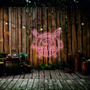 Personalized Bar & Grill Name Neon Sign - Custom Barbecue Outdoor ...