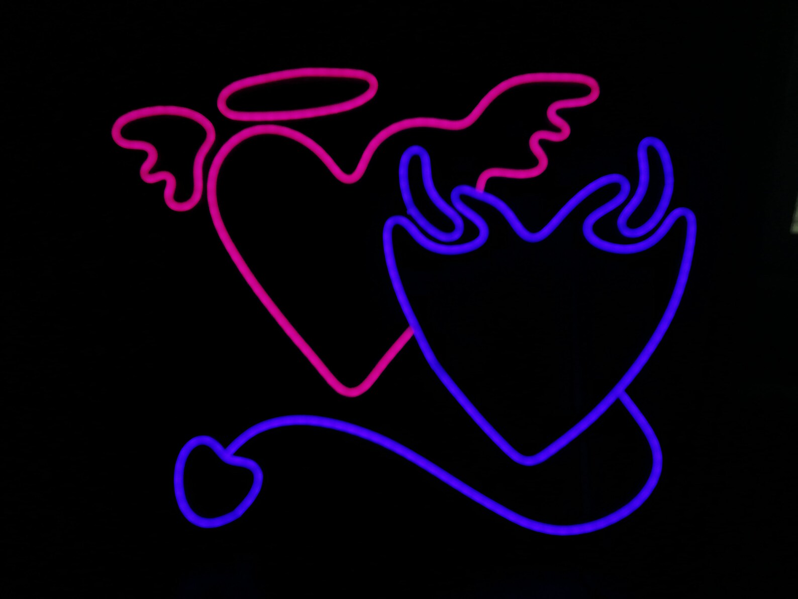 Neon Sign Valentine's Day, Angel and Devil, the Heart of Angels and ...