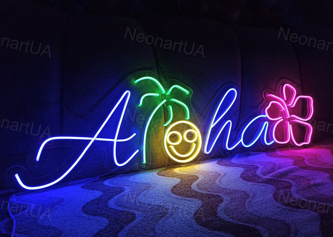 Aloha - LED Neon Sign, Aloha Hawaii Neon Sign, Man Cave Aloha Neon Sign ...