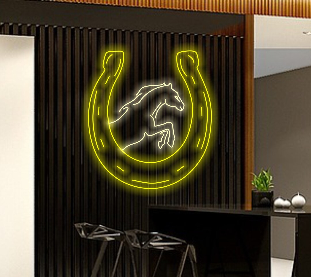 Horseshoe and Horse Neon Sign, Lucky Neon Sign, Horse Neon Sign ...