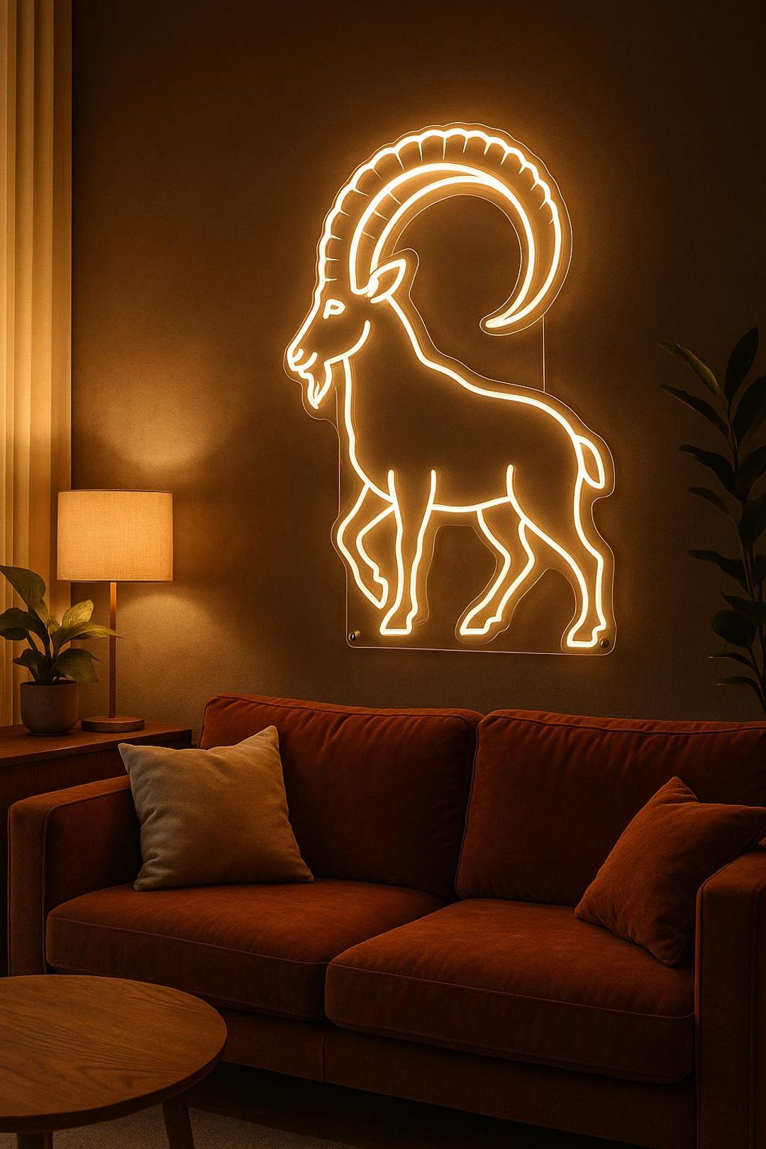 Mountain Goat Neon Sign – Rustic Wild Animal Wall Light – Alpine ...