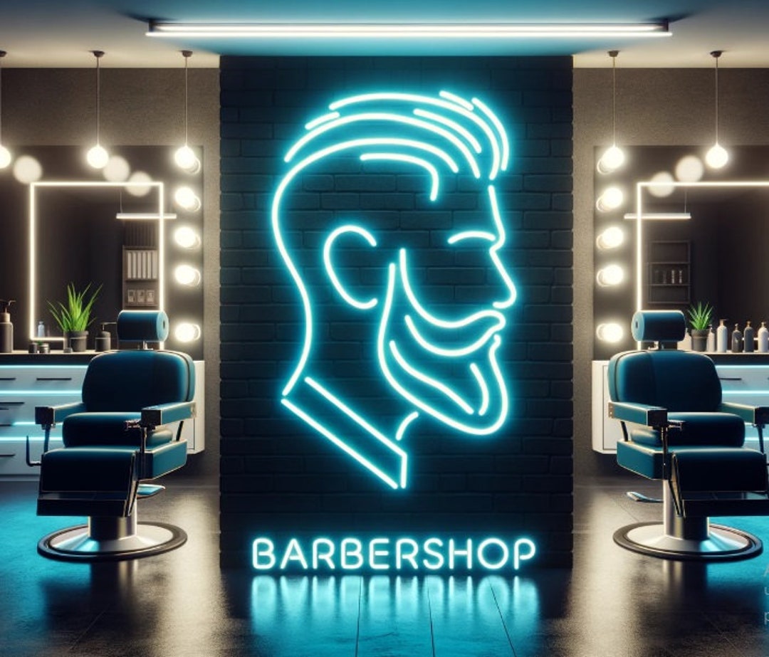 Neon Sign for Barber Shop, Custom Barbershop Neon, Vintage Barber Neon ...