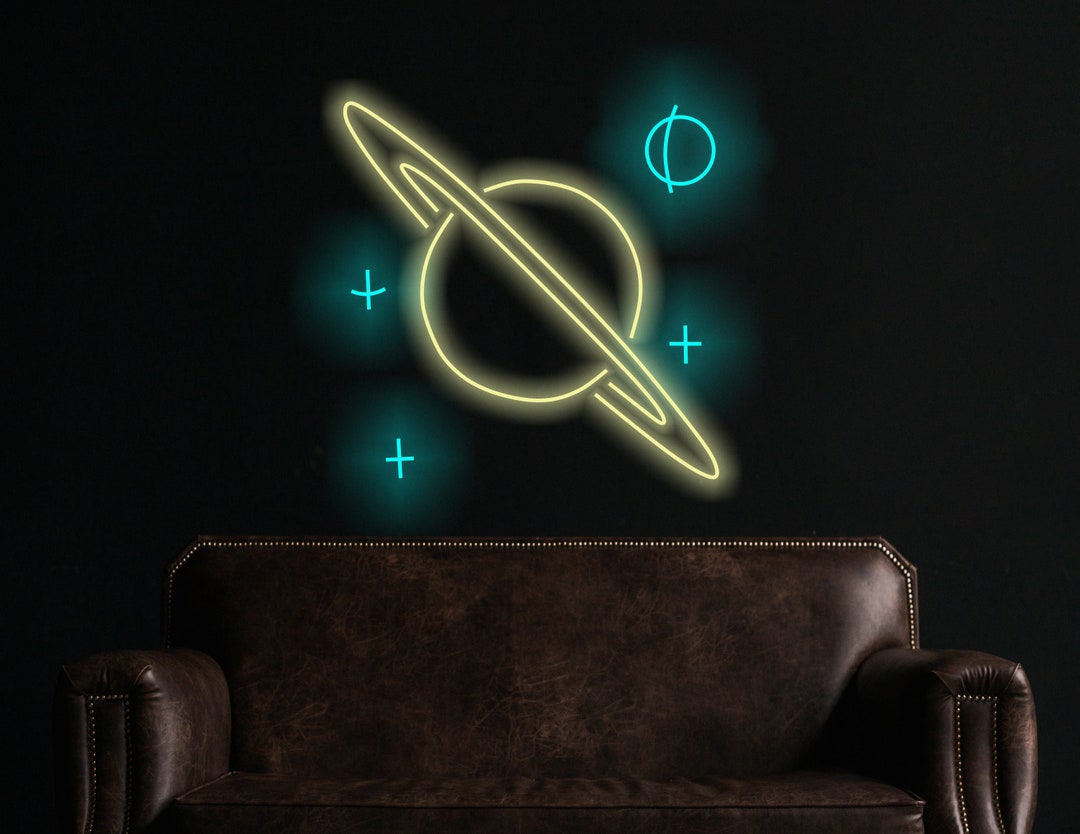 Planet LED Neon Sign, Saturn Planet Neon Sign, Planet Galaxy Neon Signs ...