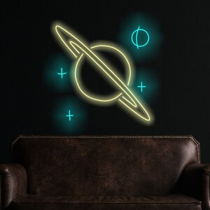 Planet LED Neon Sign Saturn Planet Neon Sign Planet Galaxy - Etsy