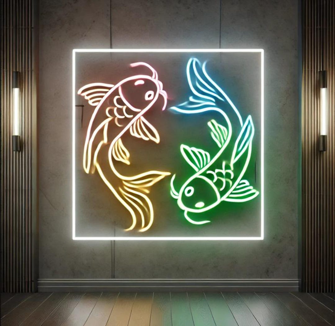 Neon Koi Fish, Japanese Fish Led Neon, Koi Carp Sign, Neon-colored Koi ...