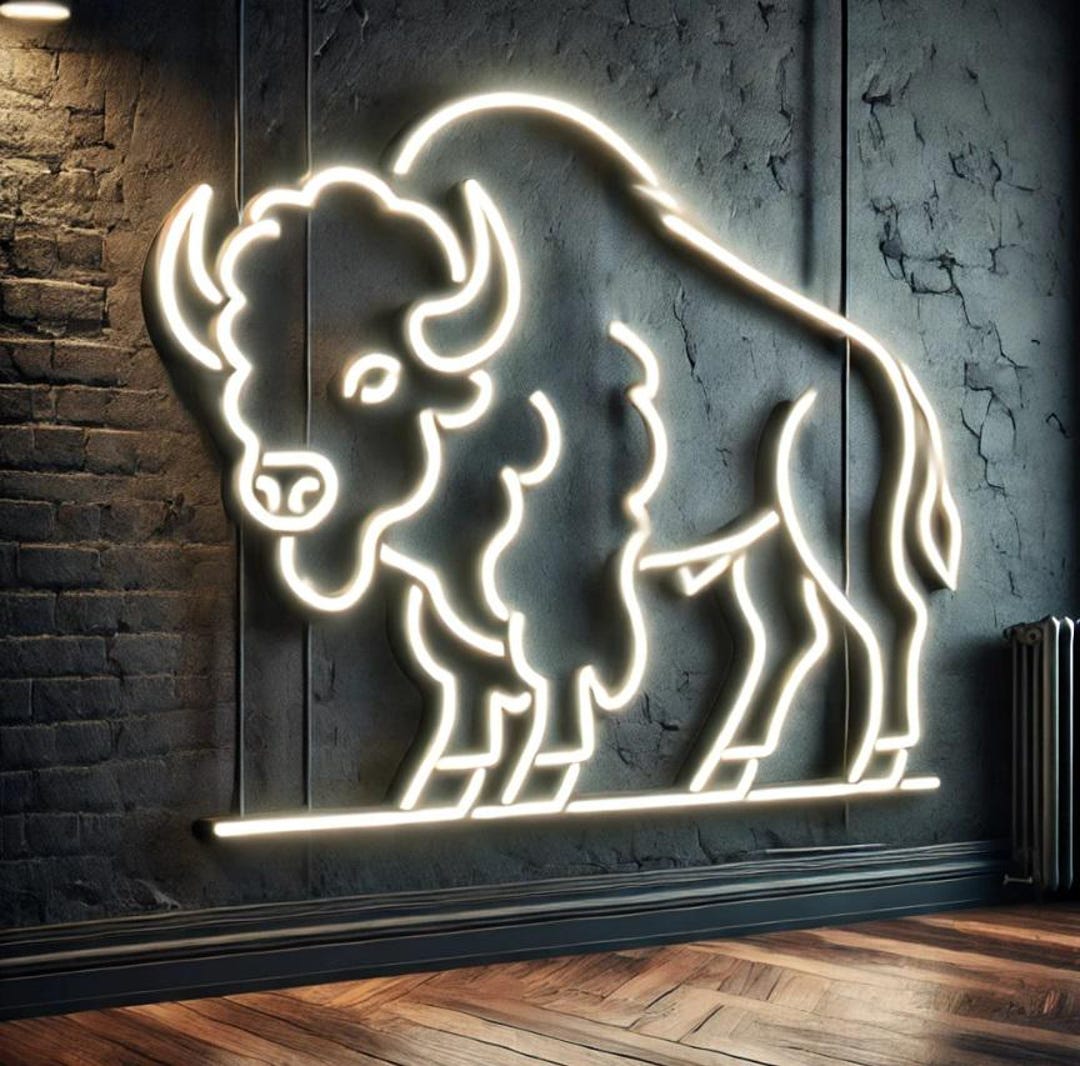 Buffalo Neon Sign, Bison Neon Light, Bull Neon Sign, Buffalo Skull Neon ...