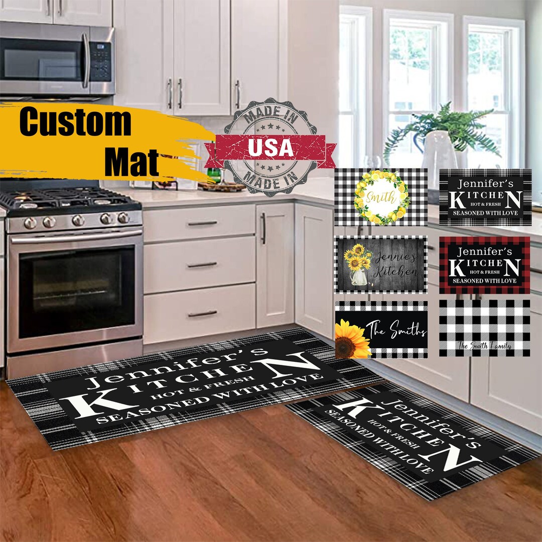 Kitchen Rug Mat,custom Buffalo Plaid Carpet Rugs,door Bathroom Outdoor ...