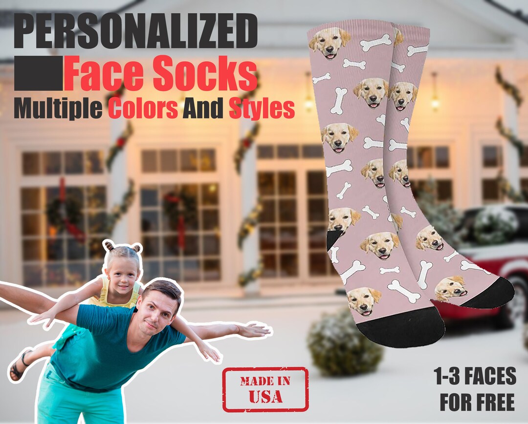 Custom Dog Socks,personalized Faces Socks,put Any Faces on Socks, Funny ...