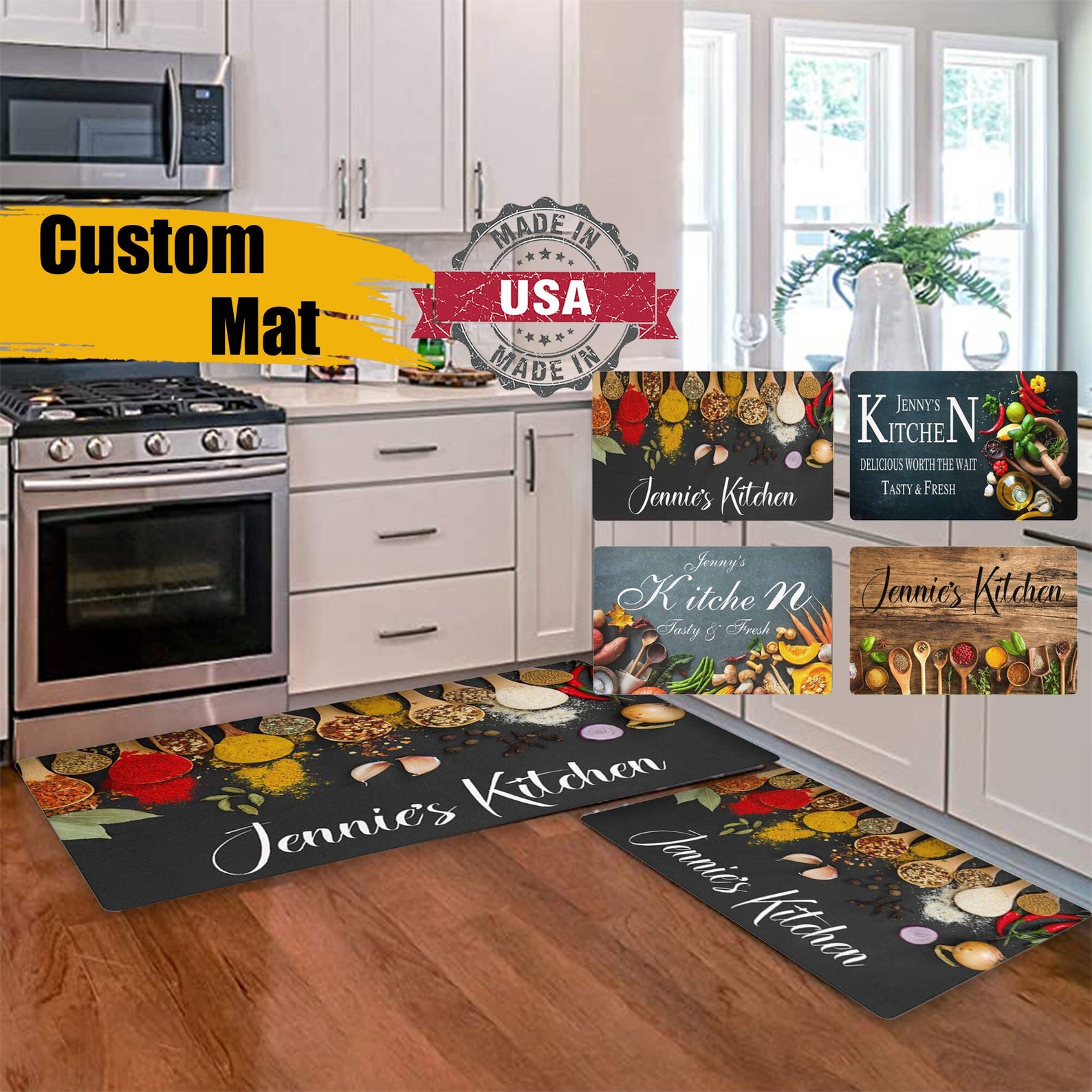 Kitchen Floor Matcustom Kitchen Mat Rugseasoning Kitchen - Etsy