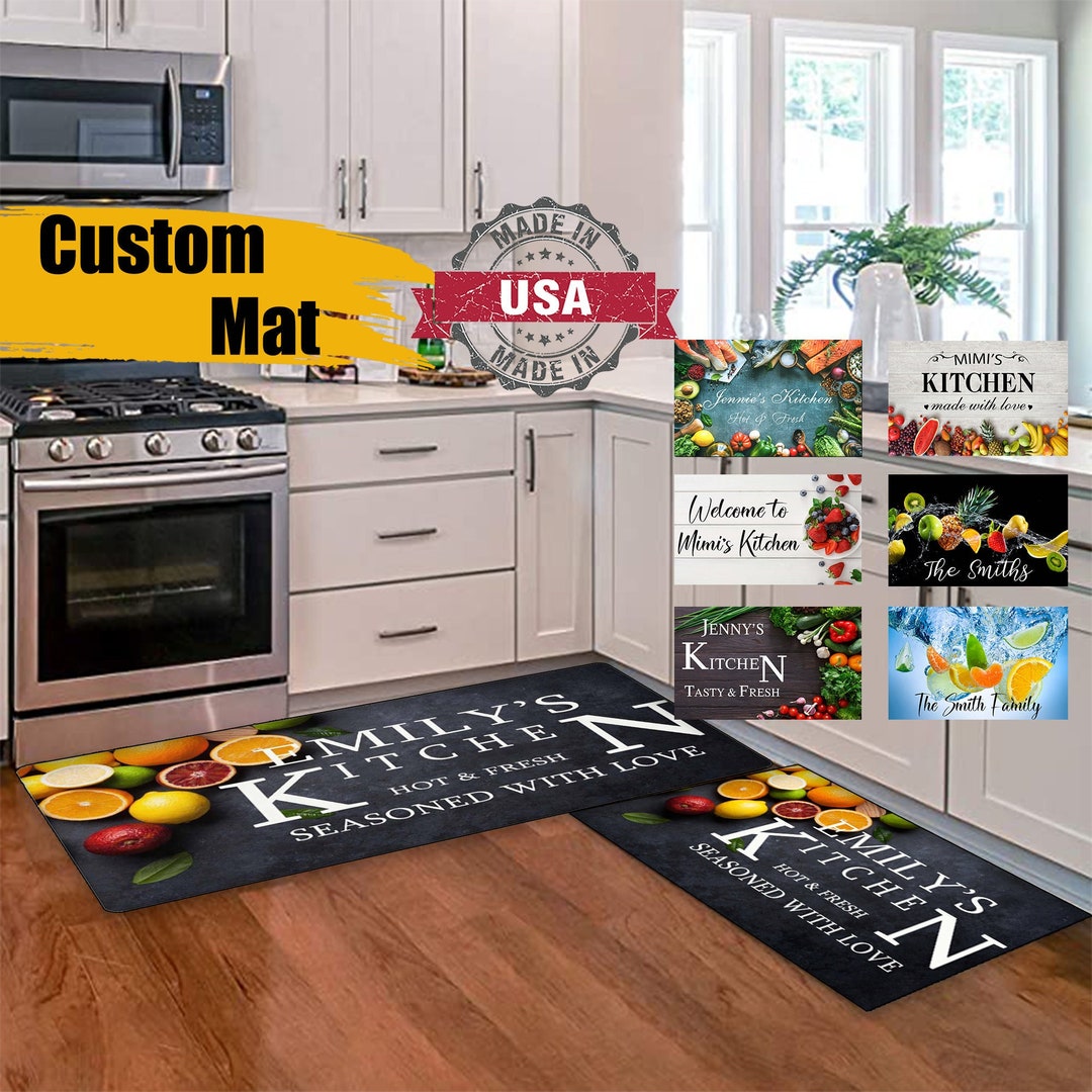 Custom Kitchen Mat, Personalized Fruit & Vegetable Design - Etsy