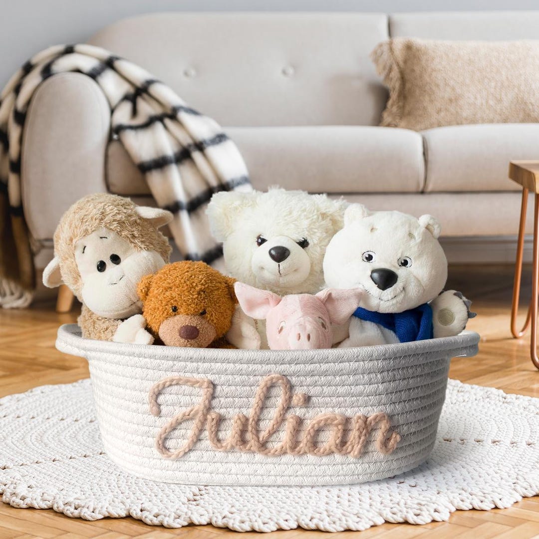 Personalized Rope Baby Basket, Custom Name, Toy Storage - Etsy