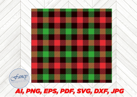 RED and Green BUFFALO PLAID Svg Seamless Pattern Ornament | Etsy