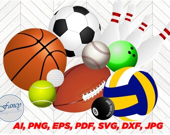 Sport Balls SVG, Sport Balls Cut File, Basketball SVG, Football Ball ...
