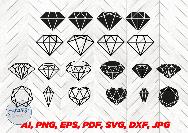 Diamond SVG DXF Jewel Svg Jewelry Cricut Silhouette | Etsy