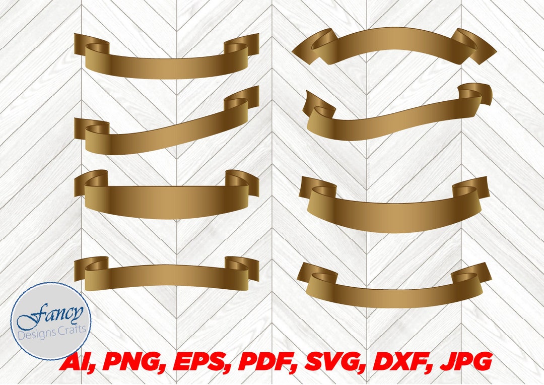 3d Style Banner Ribbon SVG, DXF Frame, Label, Scroll, Cut File, PNG ...