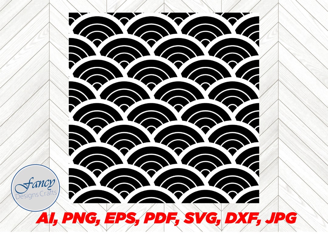 Japanese Wave Ornament Svg Seamless Pattern, Japanese Retrò Wave ...