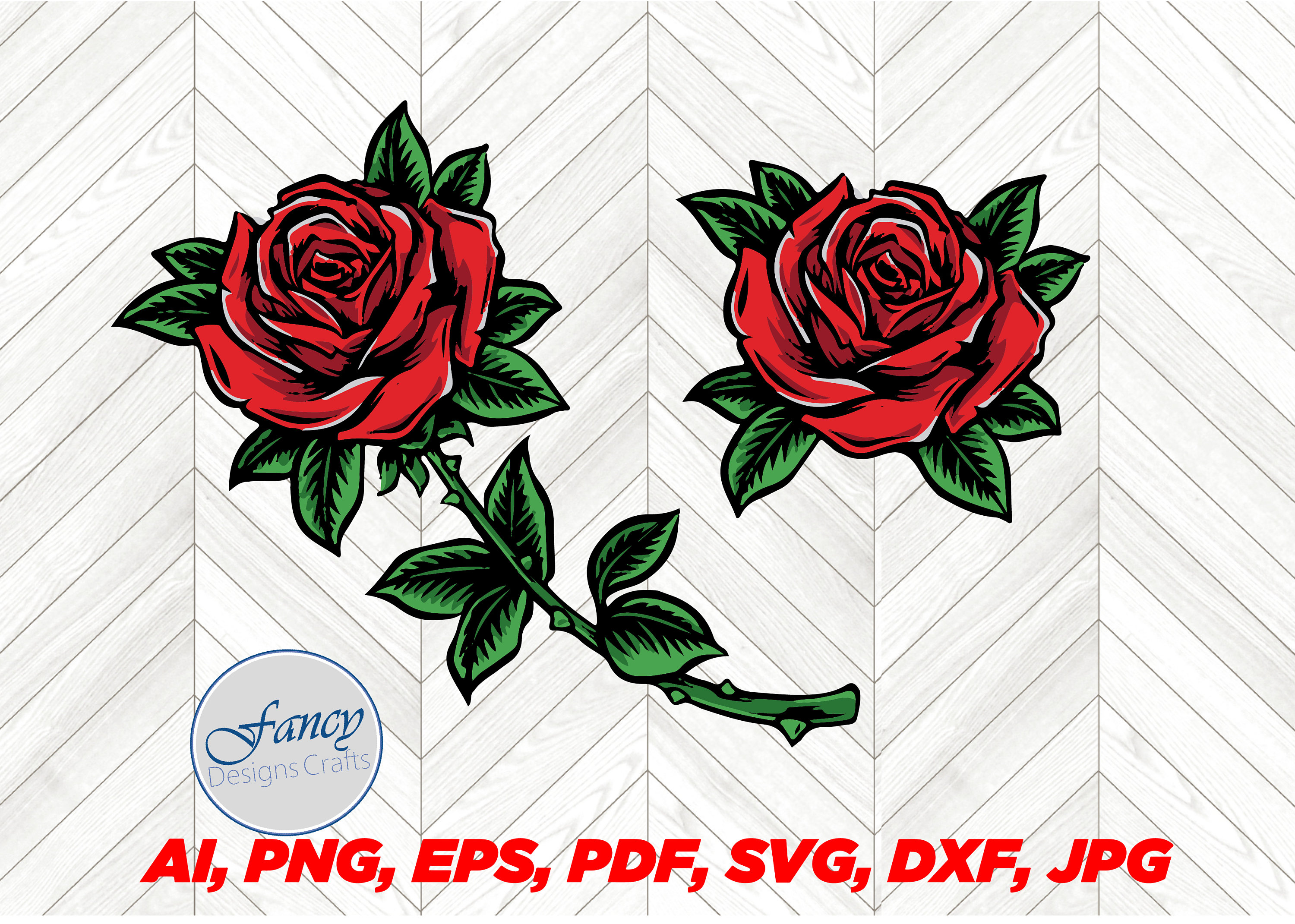 Red Rose Svg Vector Red Roses Flower Svg Vector Ai Png | Etsy