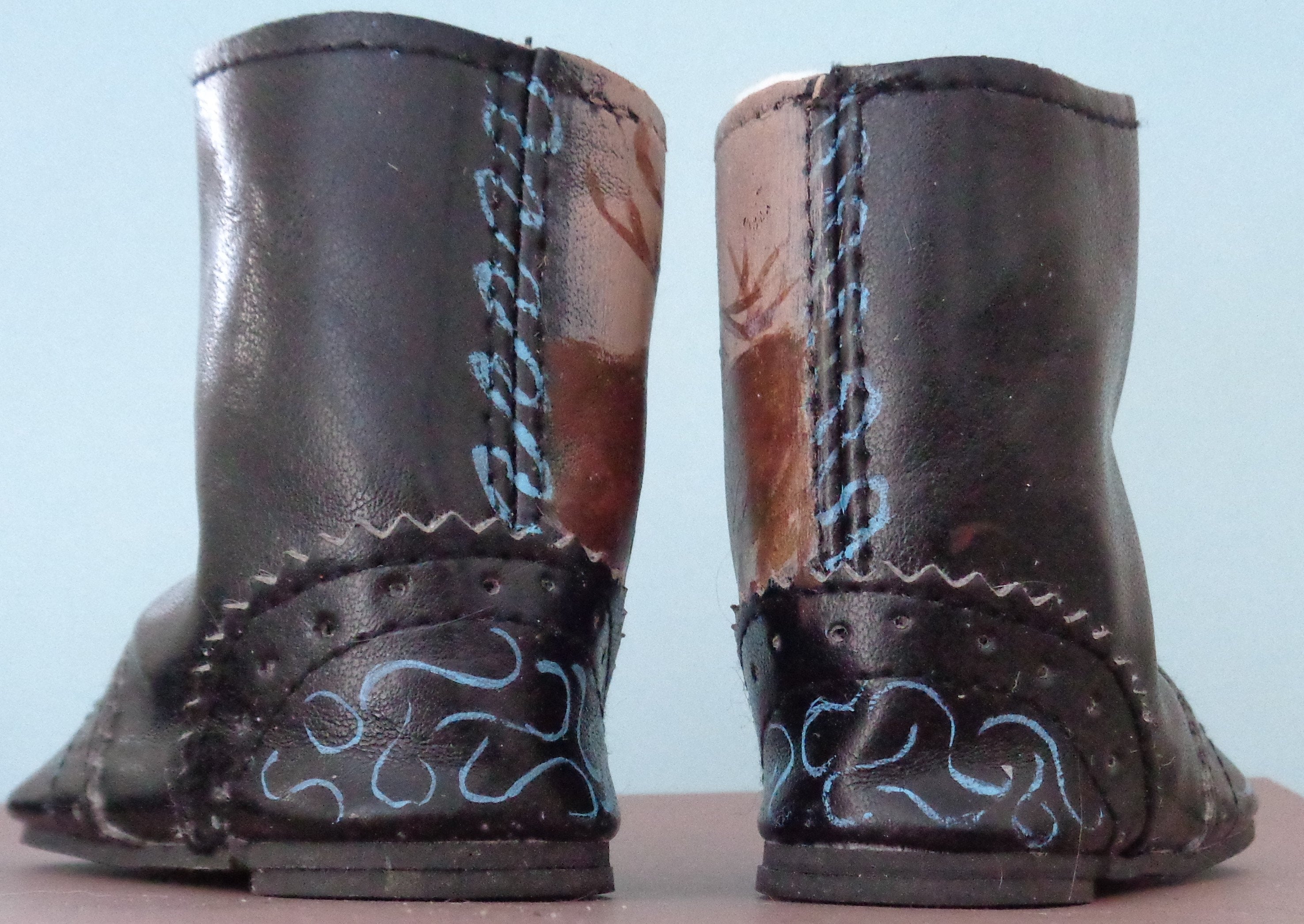 Hand-painted Faux Leather Doll Boots, Painted Vinyl Jumeau Boots, Deer ...