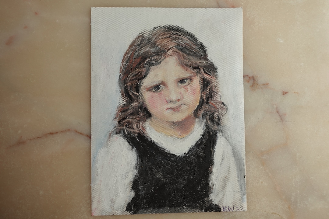 Crying Peasant Girl, Realist Genre Painting, Fine Art for Historic Home ...