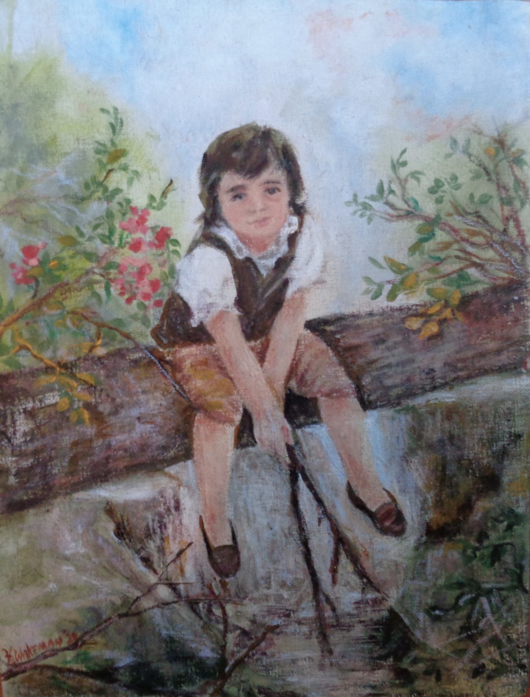 Painting of Boy Fishing on Catskill Creek, Baskette Brook Fly Fishing ...
