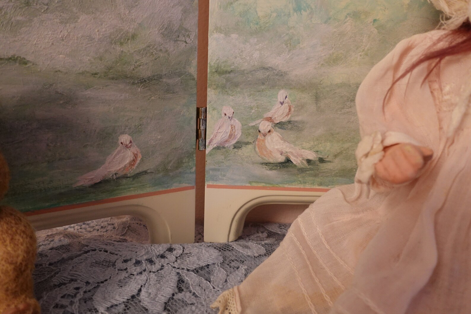 Hand-painted Three Panel Doll Screen Small Doll Accessory - Etsy