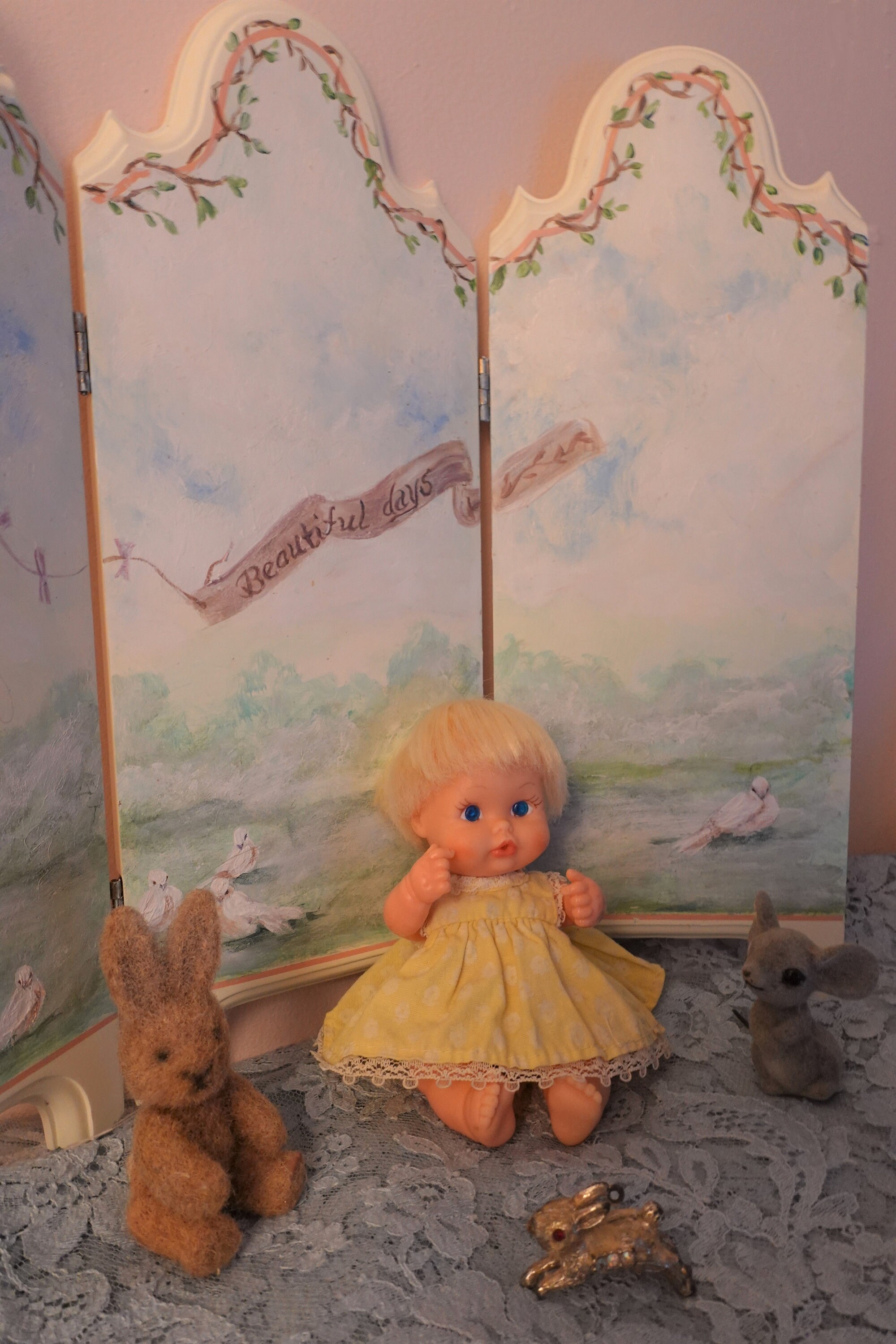 Hand-painted Three Panel Doll Screen Small Doll Accessory - Etsy