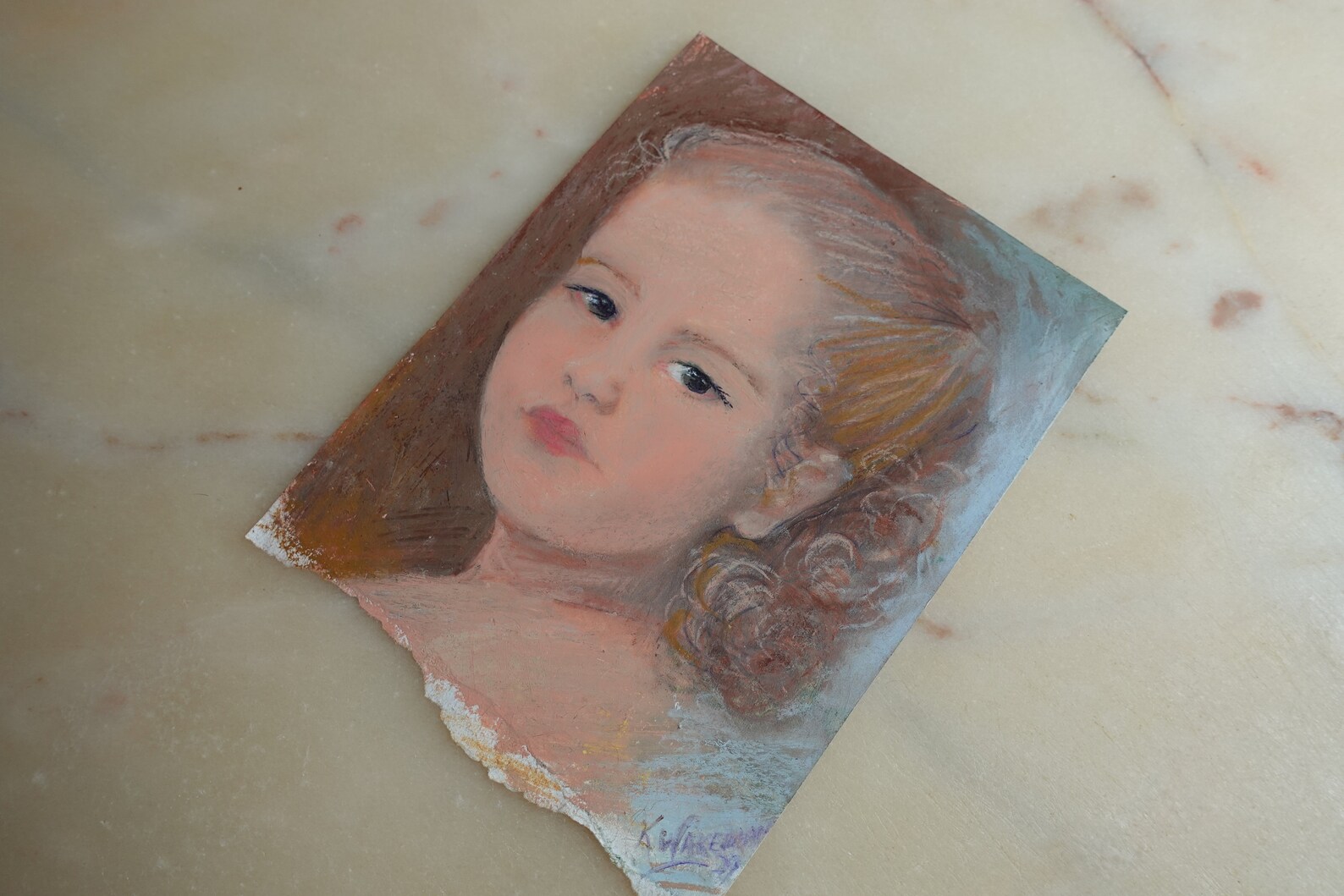 Hand Painted Girl Portrait, French Country Girl Art, Victorian Girl ...