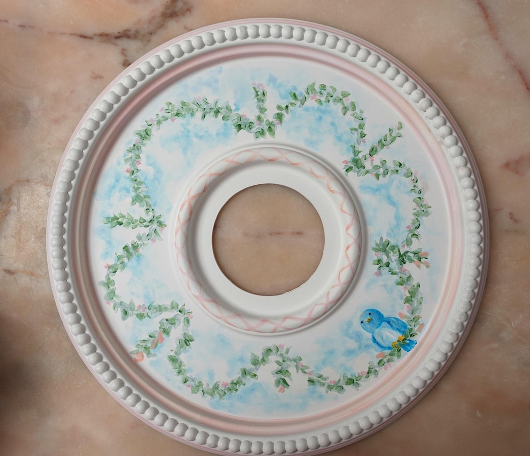 NEW! Hand Painted Aerie Blueberry Bluebird Ceiling Medallion,ooak ...