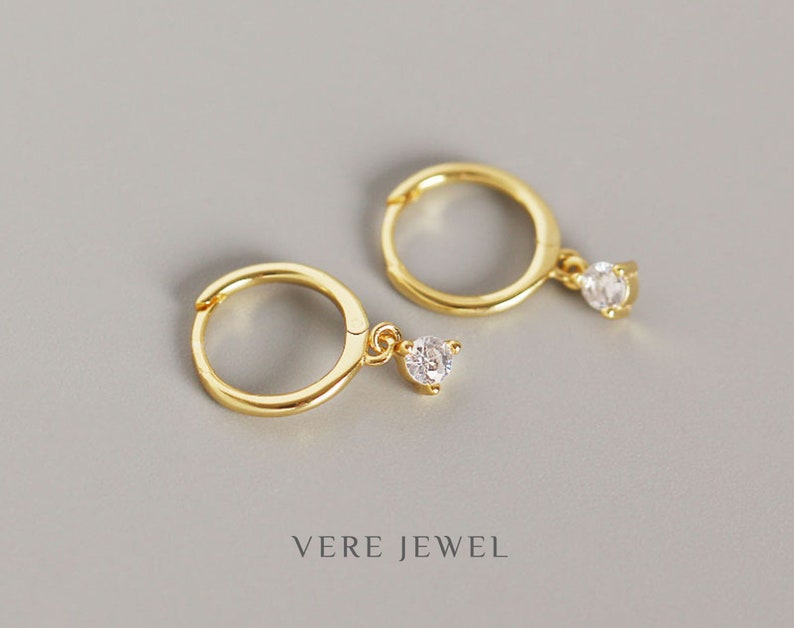 Minimalist Dangle Hoop Earrings Dangle Huggies Sterling - Etsy