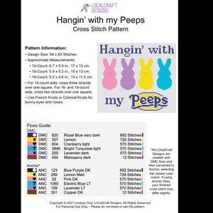 Hangin' With My Peeps Easter Marshmallow Candy Cross Stitch Pattern ...