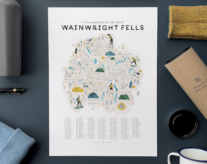 Wainwright Bagging-all Hills-tick-off Poster Lakeland Fells hills ...
