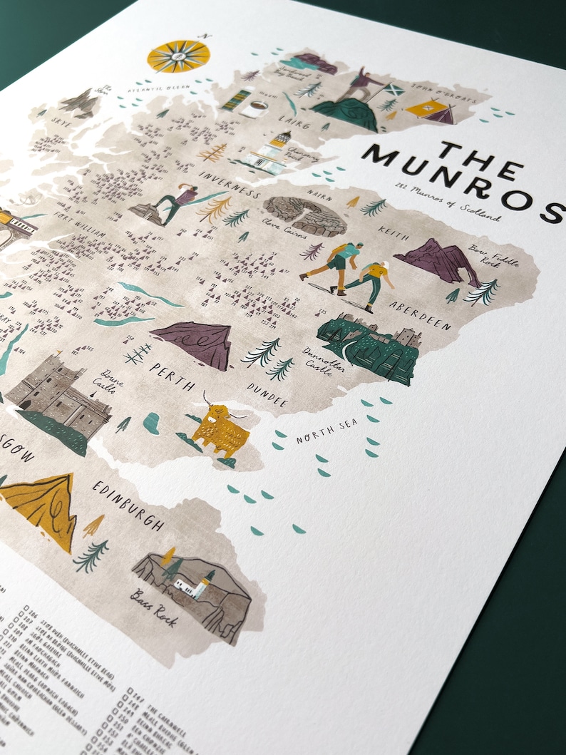 The Munros A2 Illustrated Map Checklist. the Complete 282 - Etsy