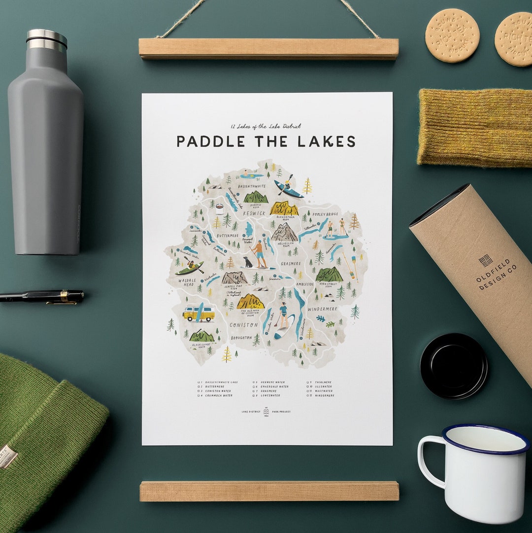 Paddle the Lakes - A3 Illustrated Paddleboard & Kayak Map Checklist. 12 ...