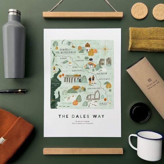 The Dales Way A3 Illustrated Route Map From Ilkley to - Etsy UK