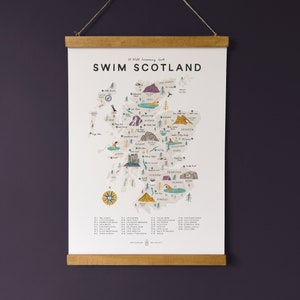 Swim Scotland A3 Illustrated Map Checklist. 30 Wild Swimming Spots of ...