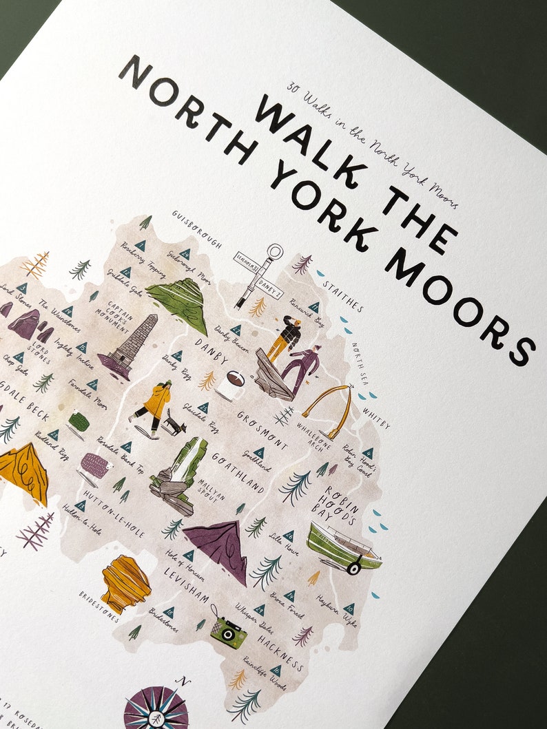 Walk the North York Moors - A3 Illustrated Map Checklist. 30 Walks of ...
