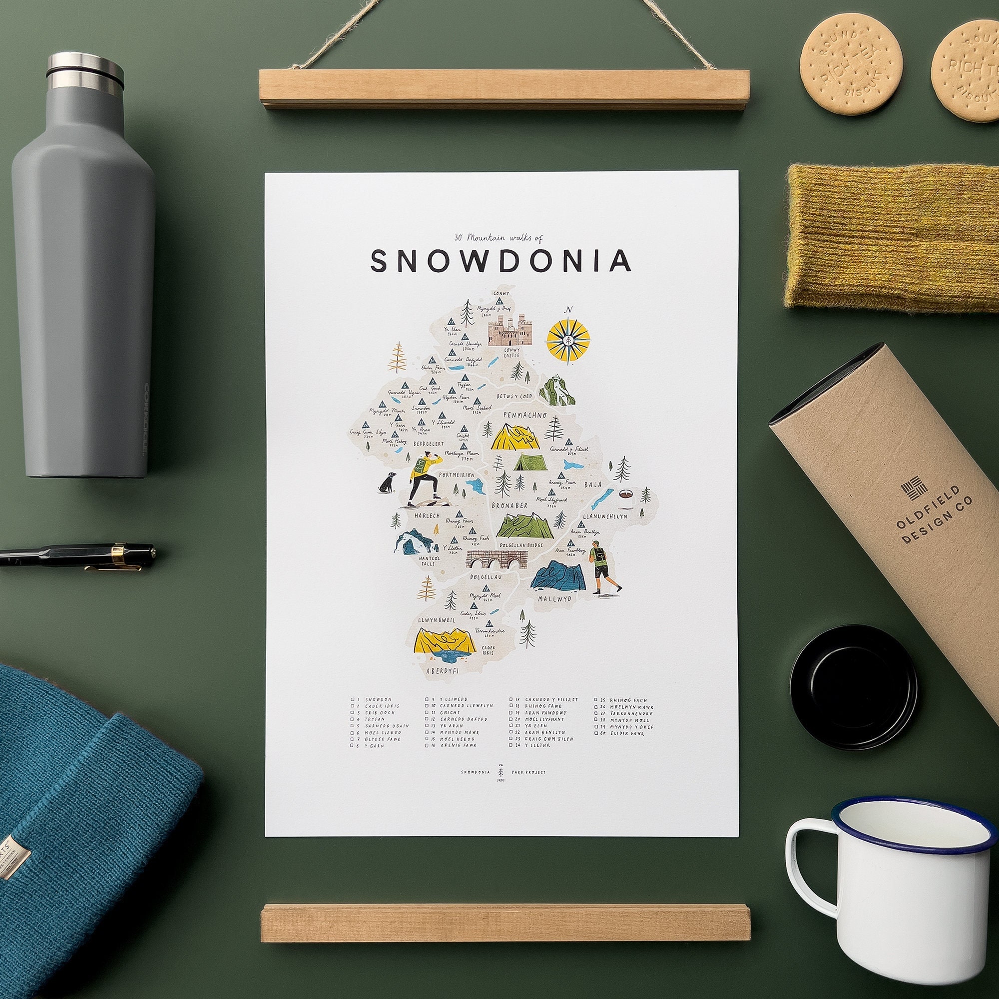 Snowdonia A3 Illustrated Map Checklist. 30 Mountain Walks of - Etsy UK