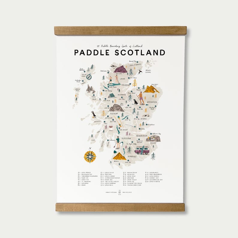 Paddle Scotland - A3 Illustrated Paddleboard & Kayak Map Checklist. 30 ...