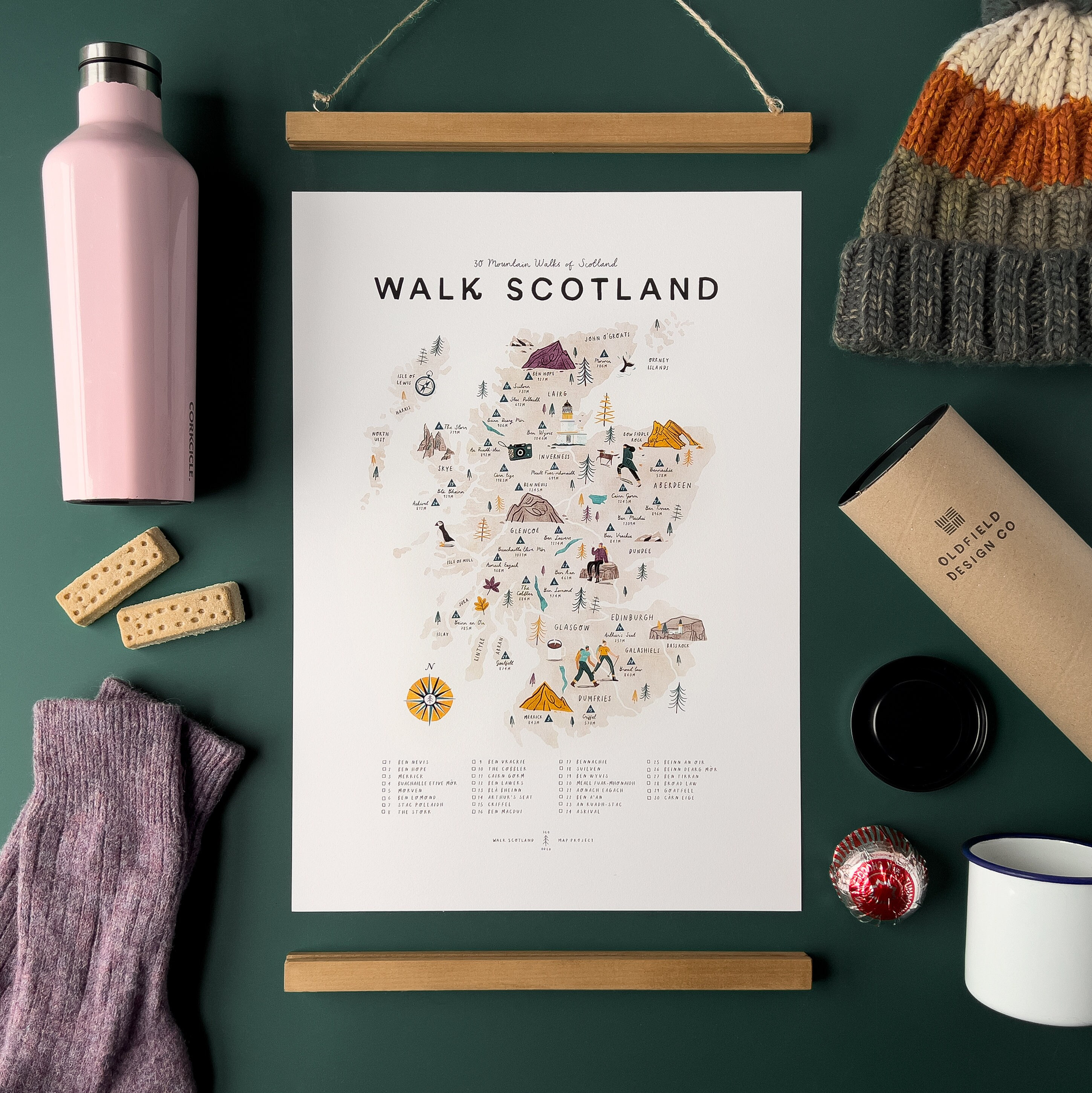Walk Scotland - A3 Illustrated Map Checklist. 30 Mountain Walks of ...