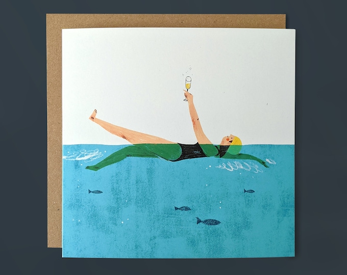Swimming Card - Birthday Card - Paper Cut Card - Personalised ...