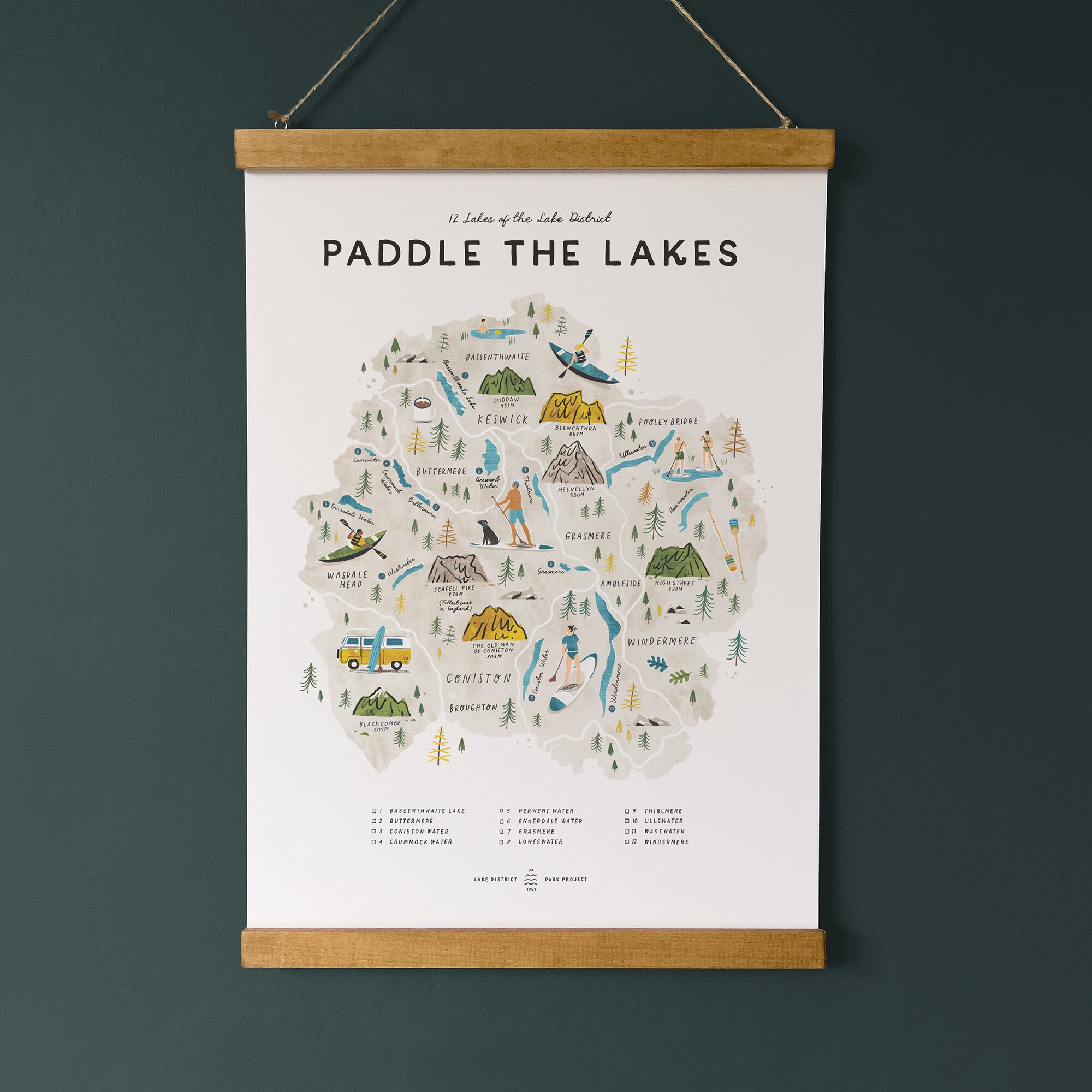 Paddle the Lakes - A3 Illustrated Paddleboard & Kayak Map Checklist. 12 ...
