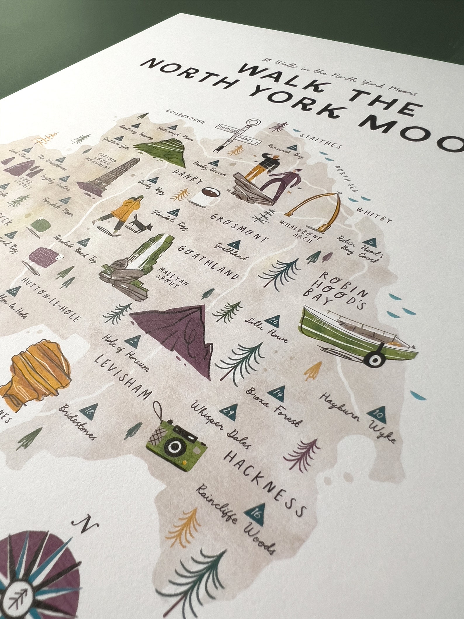 Walk the North York Moors - A3 Illustrated Map Checklist. 30 Walks of ...