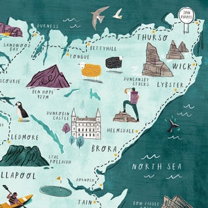 The North Coast 500 - A3 Illustrated Route Map Around the Scottish ...