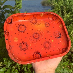 Sun Moon & Stars Rolling Tray Premium Metal Decorative Tray Vintage ...